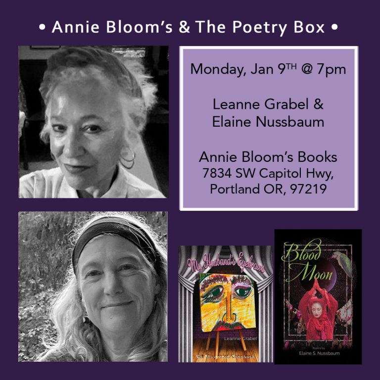 Two Poets at Annie Bloom's Books - Jan 9 - The Poetry Box